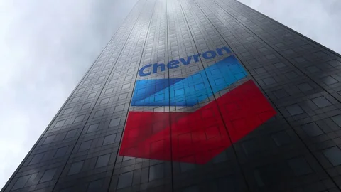 Chevron Corporation logo on a skyscraper... | Stock Video | Pond5