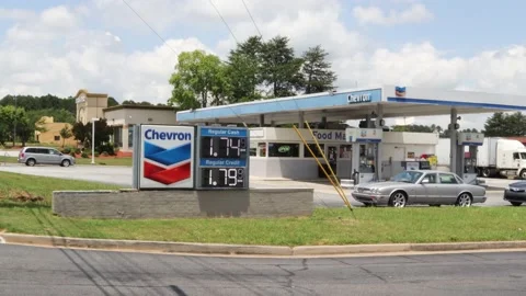 Chevron gas price sign 1.74 a gallon urb... | Stock Video | Pond5