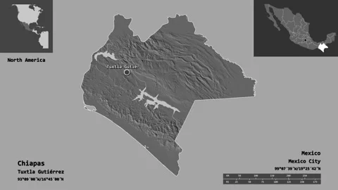 Chiapas location. Mexico. Bilevel map | Stock Video | Pond5