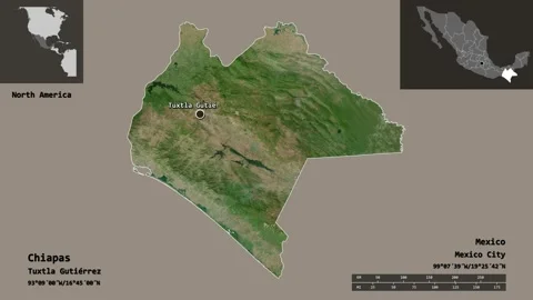 Chiapas location. Mexico. Satellite map | Stock Video | Pond5