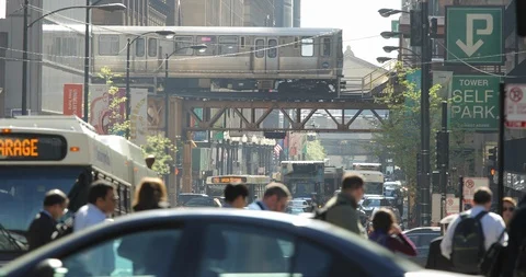 Chicago downtown commuter crowd of peopl... | Stock Video | Pond5