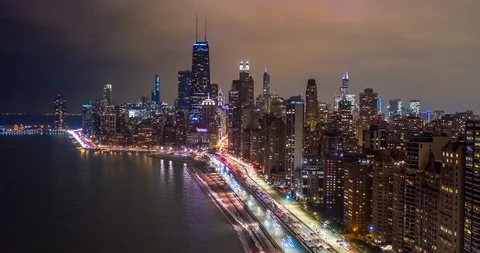 Chicago Skyline Night Stock Video Footage | Royalty Free Chicago ...