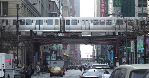 Chicago downtown subway train street peo... | Stock Video | Pond5