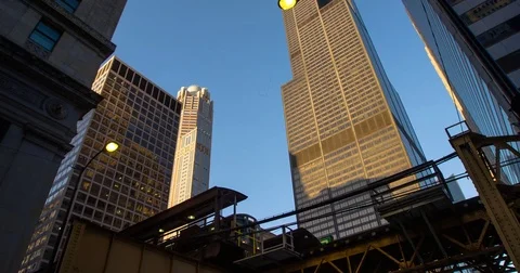 Chicago - El Train Passing By Looking Up... | Stock Video | Pond5