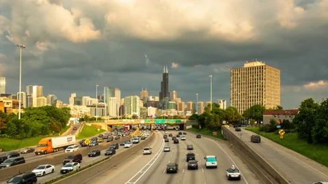 Chicago - Expressway Skyline View Day to... | Stock Video | Pond5