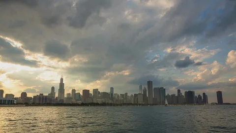 Chicago - Sun Rays Over Skyline - 4K Tim... | Stock Video | Pond5
