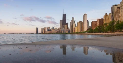 Chicago - View of Skyline near Lake duri... | Stock Video | Pond5