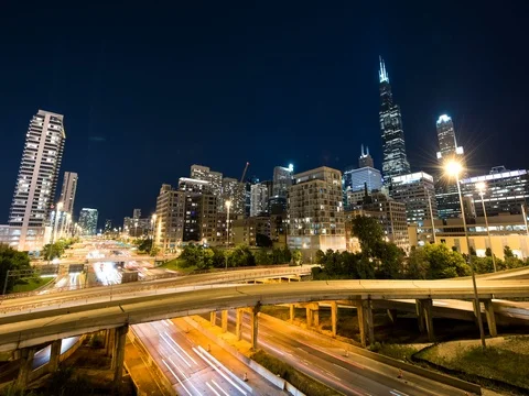 Chicago - Willis Tower Expressway Traffi... | Stock Video | Pond5