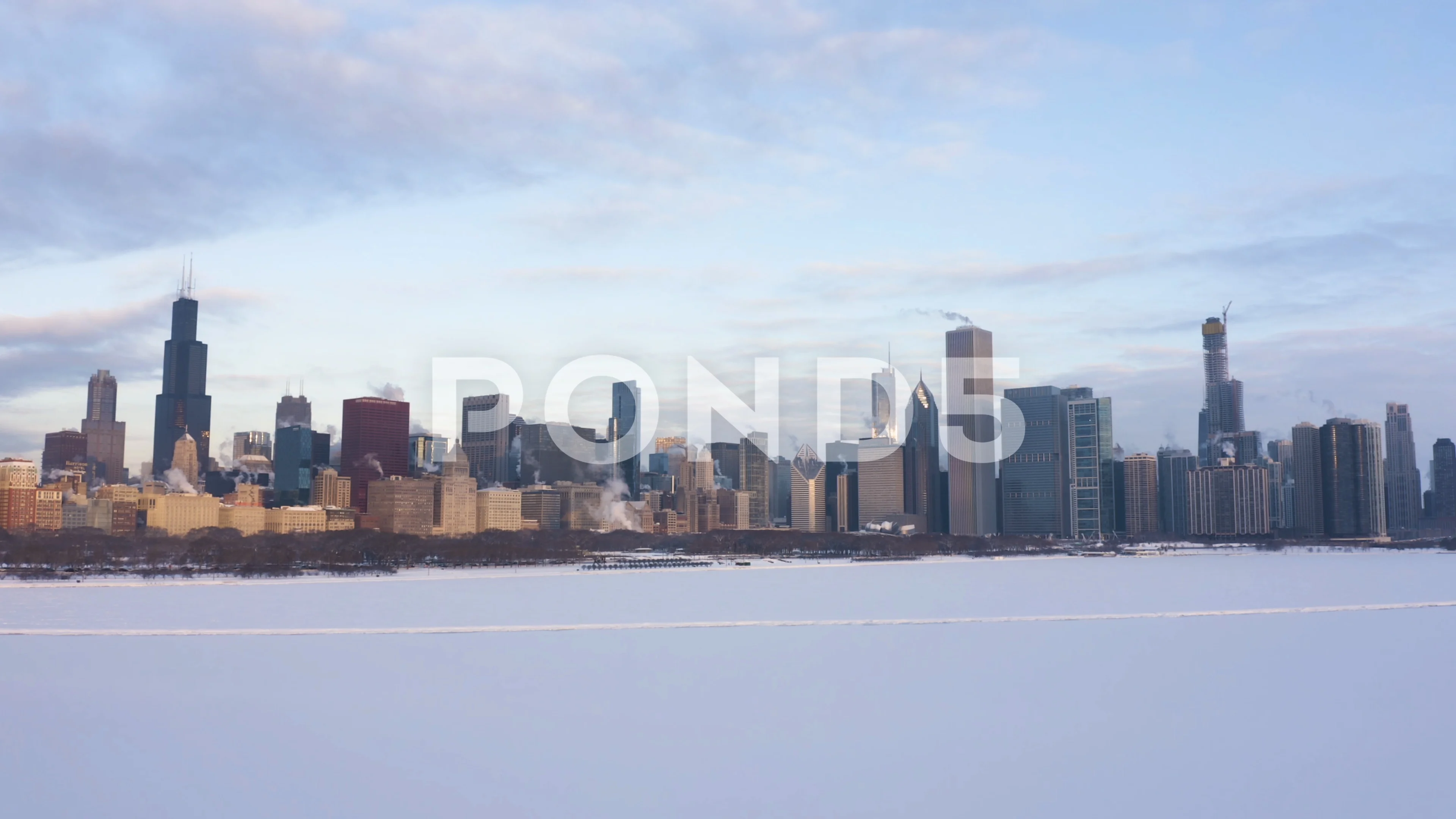 Chicago Winter Skyline Winter Skyline Of Chicago Showing Lake Front