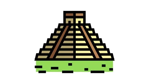 chichen itza color icon animation | Stock Video | Pond5