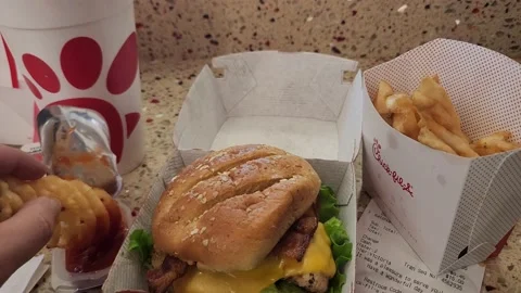 Chick Fil A Fast Food Chicken Sandwich a... | Stock Video | Pond5