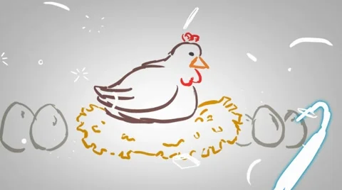 Chicken - Animation - outline - White Ba... | Stock Video | Pond5