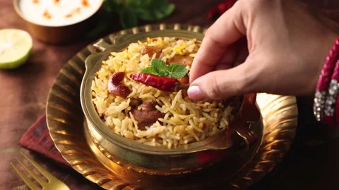 Chicken biryani Spicy Indian Malabar bir... | Stock Video | Pond5