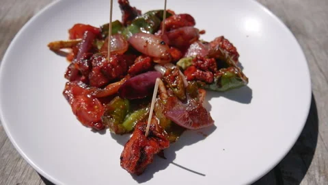 Chicken chilly boneless, a food dish wit... | Stock Video | Pond5