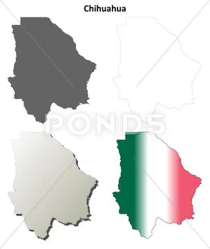 Chihuahua blank outline map set ~ Clip Art #57734223