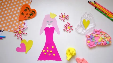 Child creating homemade greeting card wi... | Stock Video | Pond5