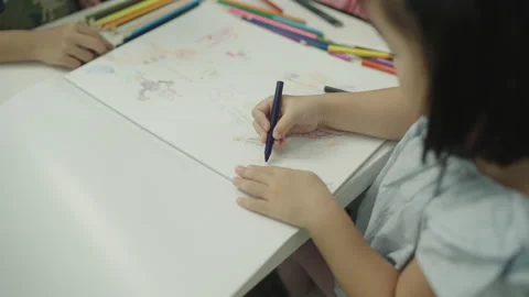 Child Drawing Kid Coloring Studying Art. | Stock Video | Pond5