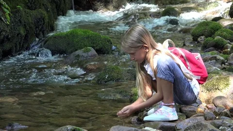 Child Drinking River Water, Kid at Campi... | Stock Video | Pond5