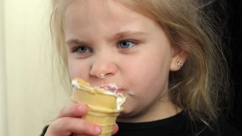 Little Girl Ice Cream Stock Footage ~ Royalty Free Stock Videos | Pond5