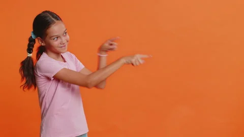 Child girl kid showing thumbs up and poi... | Stock Video | Pond5