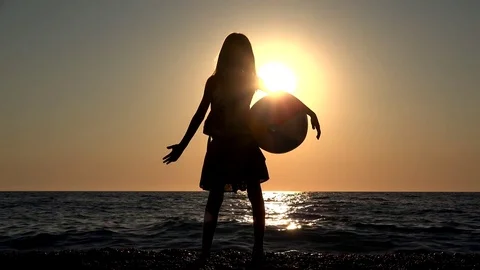 Child Playing Beach Ball in Sunset, Kid ... | Stock Video | Pond5