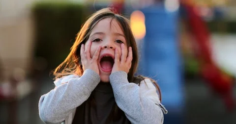 Child shock emotional reaction to camera... | Stock Video | Pond5