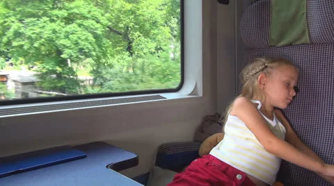 Child, Tourist Traveling by Train, Sleep... | Stock Video | Pond5