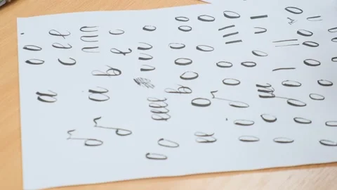 Child writing letters in copy sheet with... | Stock Video | Pond5