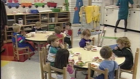 Children in 1990s Daycare Center archiva... | Stock Video | Pond5