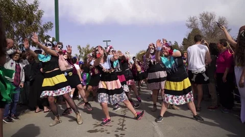 Children dancing in costumes purim israe... | Stock Video | Pond5