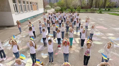 children dancing flash mob with the flag... | Stock Video | Pond5