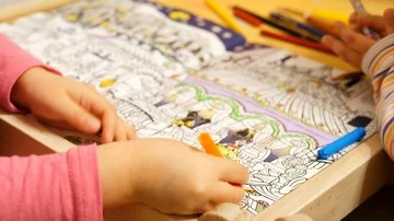 Children drawing in a coloring/colouring... | Stock Video | Pond5