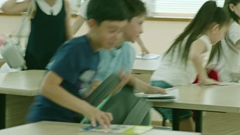 Children Go Out From Classroom To The Sc... | Stock Video | Pond5