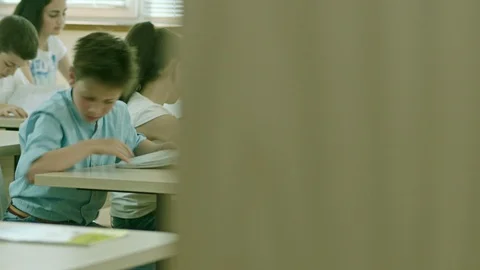 Children Go Out From Classroom To The Sc... | Stock Video | Pond5