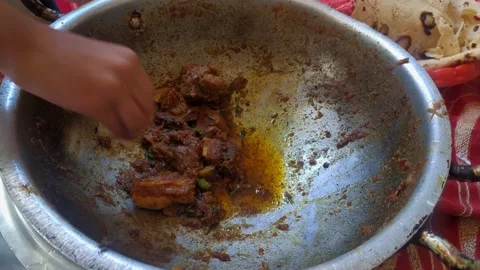 Children Hands Eating Famous Beef Karahi... | Stock Video | Pond5