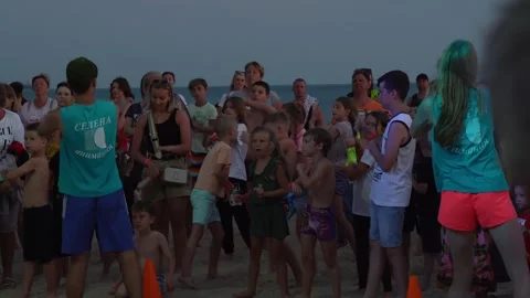 Children have fun dance with animators o... | Stock Video | Pond5