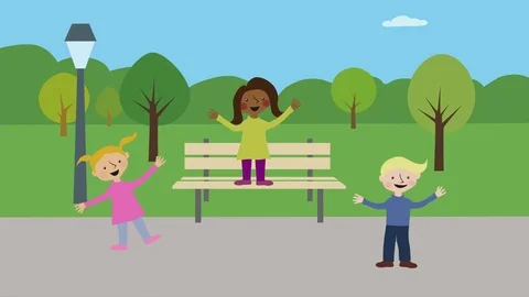 Children having fun in park. Animated ch... | Stock Video | Pond5