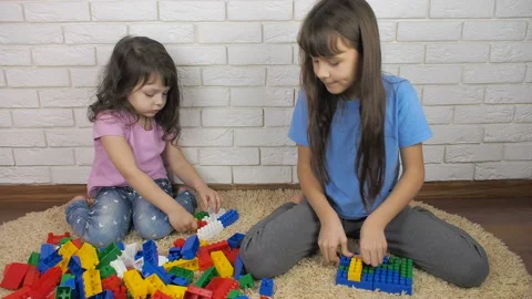 Children playing with constructor. | Stock Video | Pond5