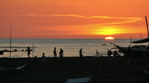 Children playing on Datu Sumakwel Beach ... | Stock Video | Pond5