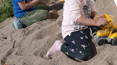 children playing in the sand, happy chil... | Stock Video | Pond5