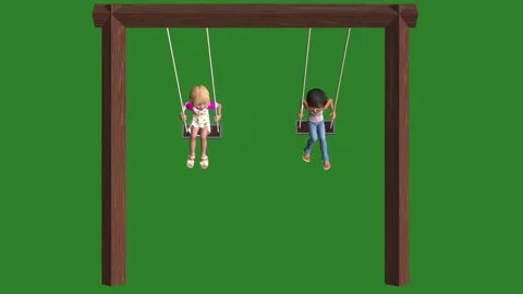 Children Playing On Swings Green Screen ... | Stock Video | Pond5