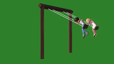 Children Playing On Swings Green Screen ... | Stock Video | Pond5