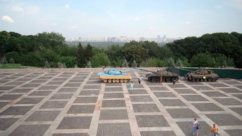 Children playing on tanks in war museum ... | Stock Video | Pond5