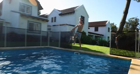 Kids Running Pool Stock Footage ~ Royalty Free Stock Videos | Pond5