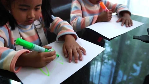 children with school work from home. Wor... | Stock Video | Pond5