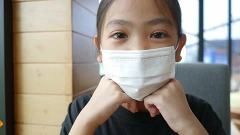 Children shows step for wearing a mask a... | Stock Video | Pond5