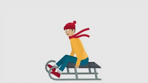 Children on a sled. Animation of a man r... | Stock Video | Pond5