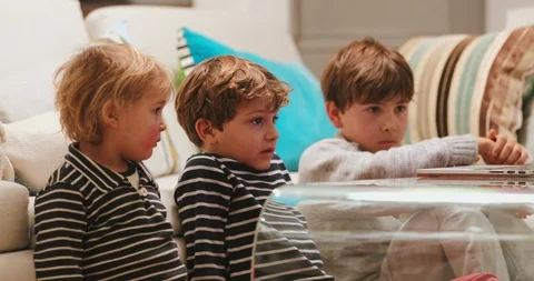 Children starring at screen at home, can... | Stock Video | Pond5