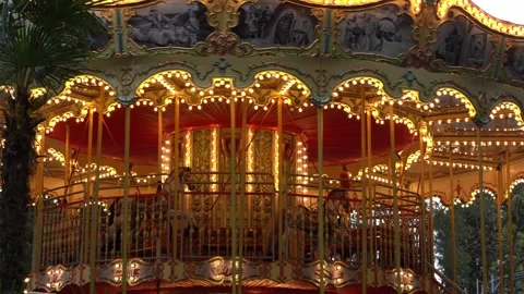 Children's carousel in the amusement par... | Stock Video | Pond5