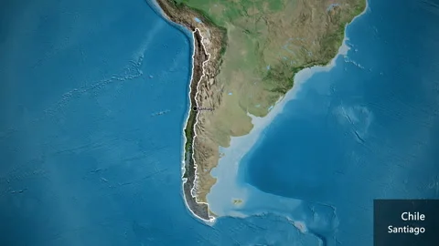 Chile on the globe. Outline. Satellite. ... | Stock Video | Pond5